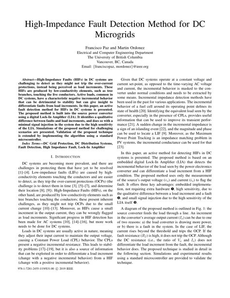 Pdf High Impedance Fault Detection Method For Dc Microgrids