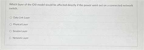 Solved Which Layer Of The OSI Model Would Be Affected Chegg Com