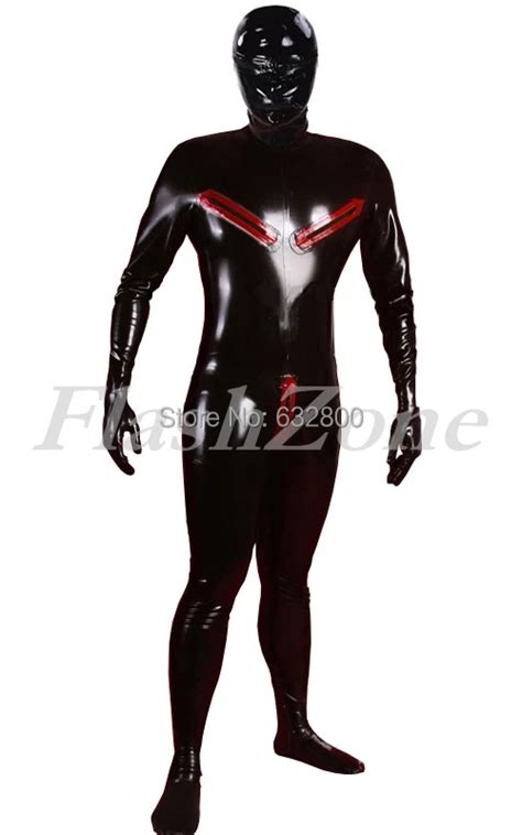 New Arrival~men Full Latex Catsuit Anzug With Eyesmouth Breast Zippercatsuits Xxlcatsuit