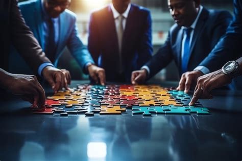 Premium Photo Business Team Meeting Unity And Cooperation With Jigsaw Puzzle Concept For Teamwork