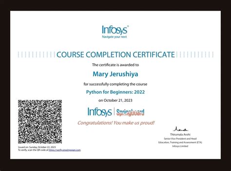 Mary A On Linkedin Just Completed Python For Beginners With Infosys Springboard Ready To