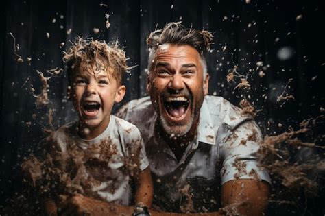 Disfrutando Del D A Del Padre Un Padre Y Su Hijo Comparten Momentos Alegres Juntos Generative Ai