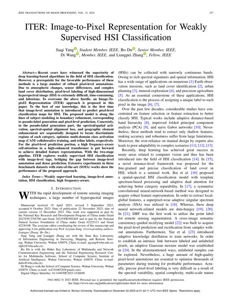 Pdf Iter Image To Pixel Representation For Weakly Supervised Hsi