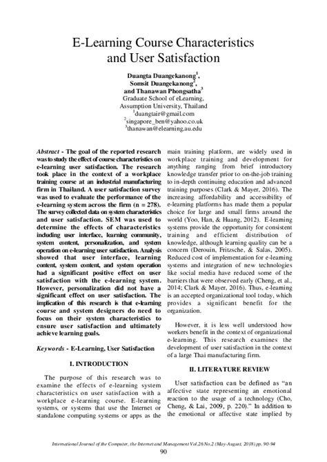 Pdf E Learning Course Characteristics And User Satisfaction