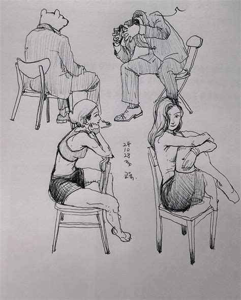 낙서들로 채워감 종일 앉아만 있습니다 Sit All Day Long 취미 낙서 그림 드로잉 스케치 볼펜 의자 크로키 포즈 Hobby Doodle