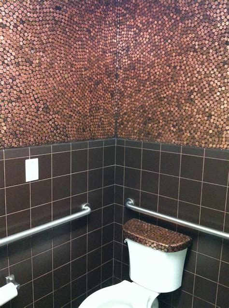 Penny Tiled Bathroom Walls And Toilet Lid Tutorial