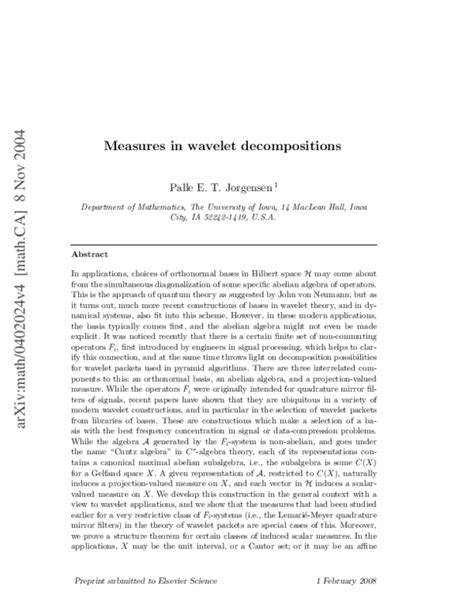 Pdf Measures In Wavelet Decompositions