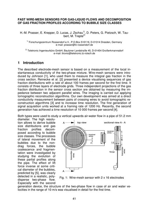 Pdf Fast Wire Mesh Sensors For Gas Liquid Flows And Decompositions Of Gas Fraction Profiles