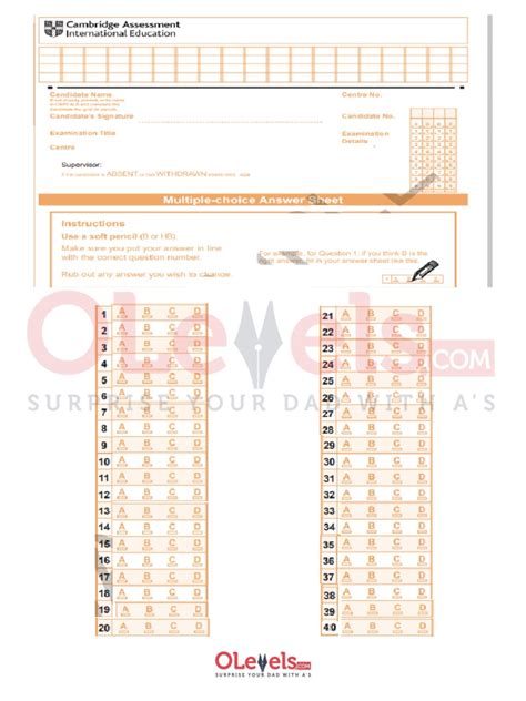 Multiple Choice Answer Sheet Sample Form Pdf
