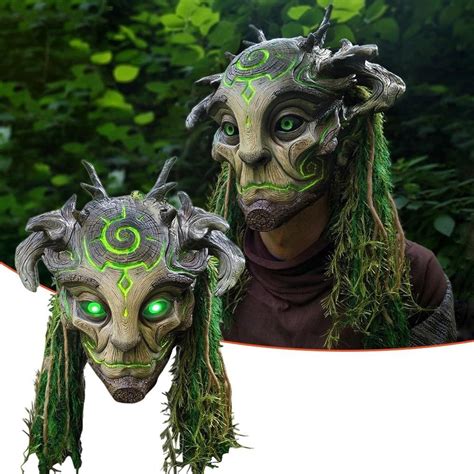 Forest Spirit Mask Led Green Man Tree Costume Light Cosplay Festival