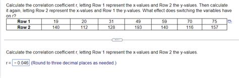 Solved Calculate The Correlation Coefficient R ﻿letting Row