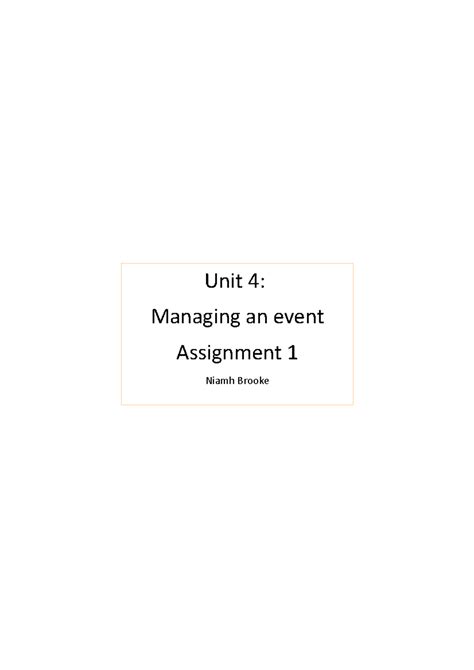 U4 A1 Btec Business Level 3 Unit 4 Event Management Skills