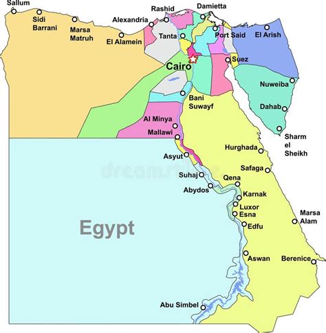 Mapa Político Del Canal De Suez Ilustración Del Vector Ilustración De Recorrido Extracto