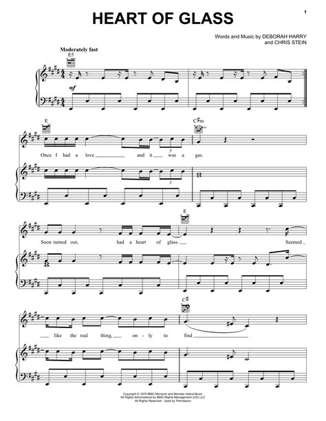 Heart Of Glass By Blondie Sheet Music For Piano Vocal And Guitar Chords