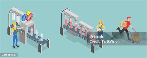 청량 음료의 생산의 3d 아이소 메트릭 플랫 벡터 일러스트 레이 션 3차원 형태에 대한 스톡 벡터 아트 및 기타 이미지 3차원 형태 공장 산업 건물 과일 Istock