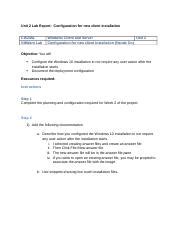 CIS L U LabReport Docx Unit Lab Report Configuration For New Client Installation CIS L