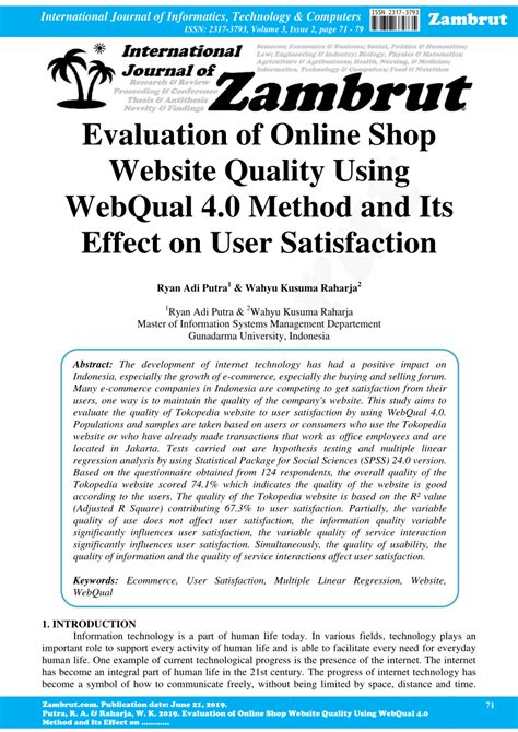 Pdf Evaluation Of Online Shop Website Quality Using Webqual 40 Method And Its Effect On User
