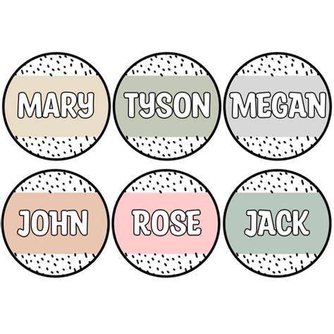 Printable Round Boho Name Tags Circular Name Tags Cubbies Labels