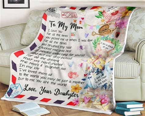 Letter Background Blanket To My Mom You Are The World Love Your