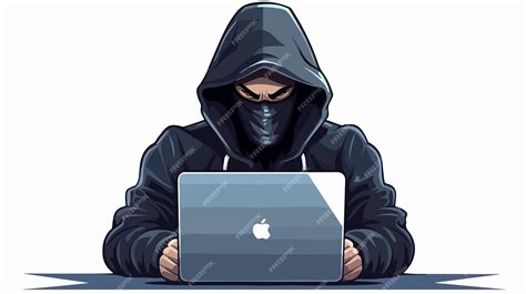 Premium Vector A Man In A Black Hoodie With A Laptop On His Lap And A