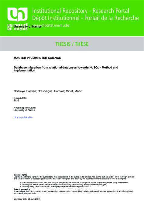Pdf Database Migration From Relational Databases Towards Nosql