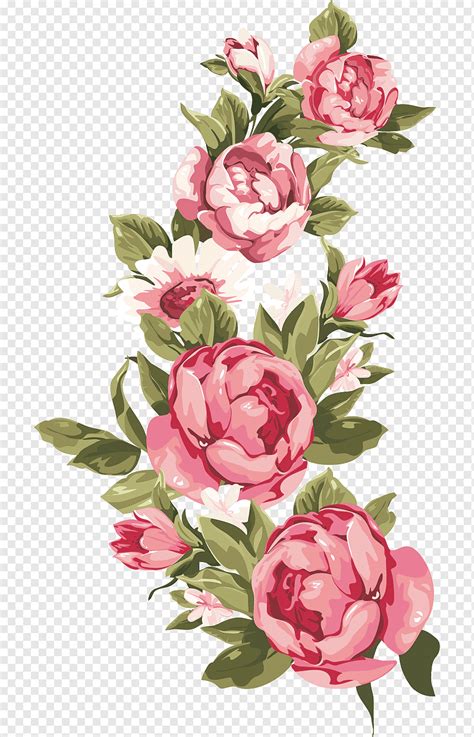 핑크 장미 꽃 그림 프레임 꽃 테두리 및 프레임 수채화 꽃 장식 꽃꽂이 장미 주문 화환 Png Pngwing