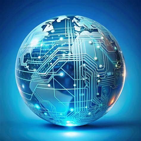 Coding Lines And Circuit Connections Inside A Globe Stock Illustration