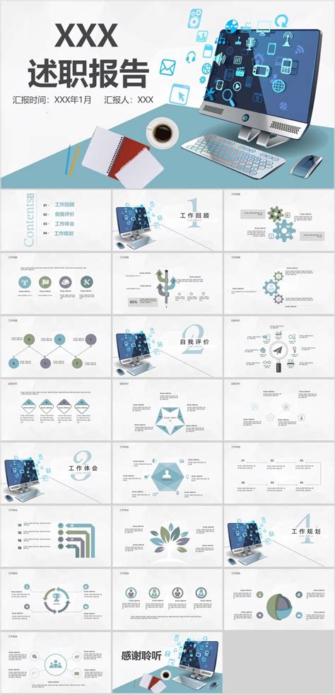 模板手动提交 模板高端大气简约项目计划动态商务年终中述职汇报工作总结 述职报告 电脑 Ppt模板 Ppt超级市场