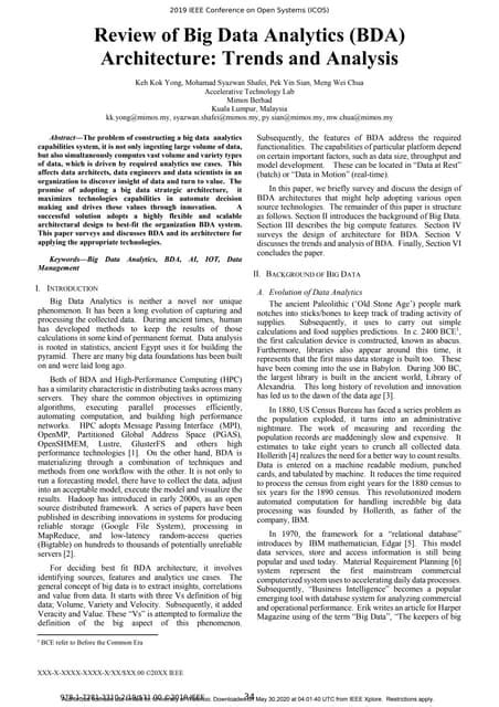 Review Of Big Data Analytics Bda Architecture Trends And Analysis Pdf