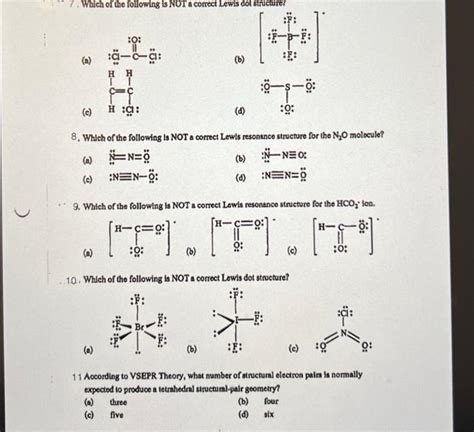 Solved 7 Which Of The Following Is Not A Correct Lewis Dot