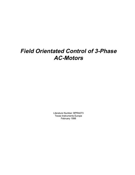 Field Oriented Control 3 Phase Ac Motors
