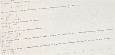 Solved Consider The Following Differential