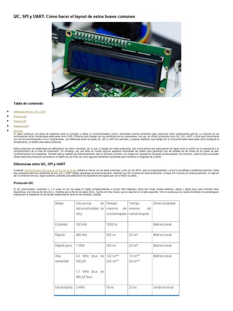 I2c Spi Y Uart Cómo Hacer El Layout De Estos Buses Comunes Pdf