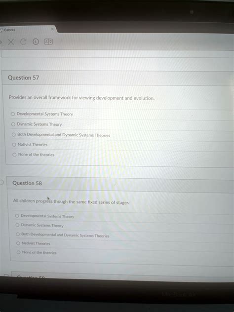 Question 57 Provides An Overall Framework For Viewing Development And Evolution Developmental