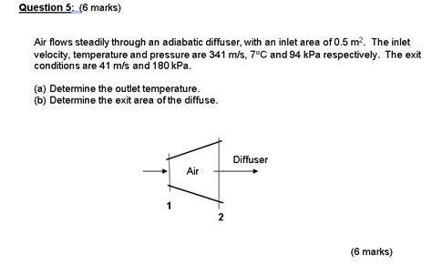 Solved Question 5 6 Marks Air Flows Steadily Through An