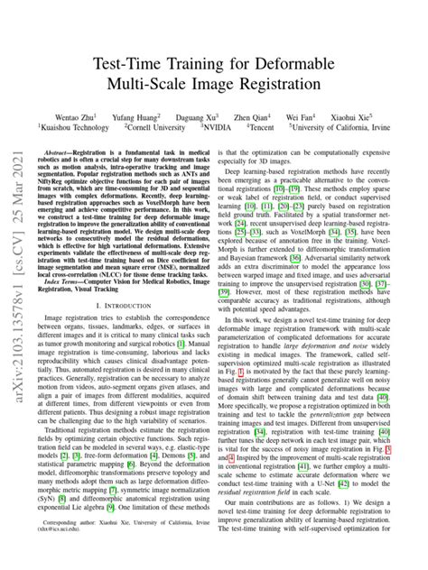 2103 13578v1 Test Time Training For Deformable Multi Scale Image Registration Pdf