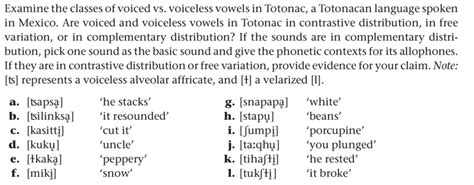 Solved Examine The Classes Of Voiced Vs Voiceless Vowels In