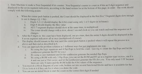 Solved State Machine To Make A Non Sequential 4 Bit Counter