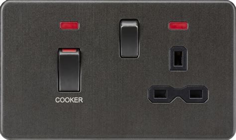 A DP Switch A Socket With Neons Smoked Bronze With Black Insert ML Accessories