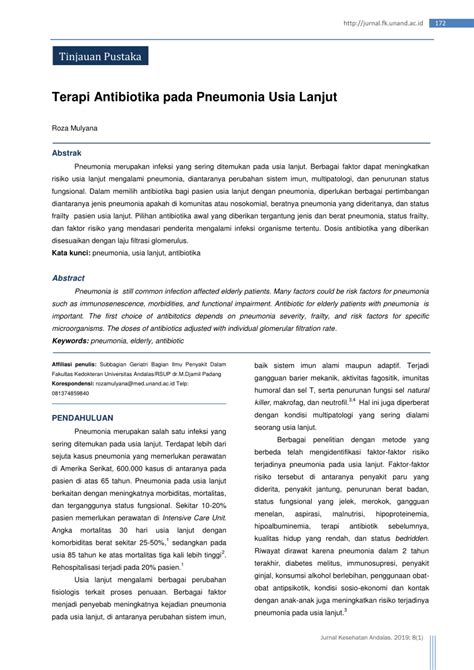 PDF Terapi Antibiotika Pada Pneumonia Usia Lanjut