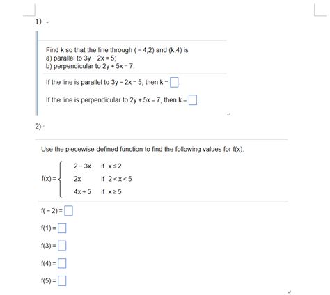 Solved Find K So That The Line Through 4 2 And K 4 Chegg Com