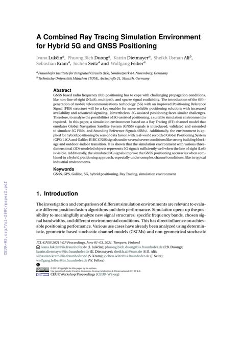 Pdf A Combined Ray Tracing Simulation Environment For Hybrid 5g And Gnss Positioning