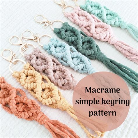 Macrame Keychain Pattern Written Pdf And Knot Guide Diy Macrame Tutorial Digital Download