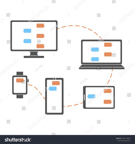 Cross Platform Devices Concept Colorful Vector Stock Vector Royalty Free 1407179963