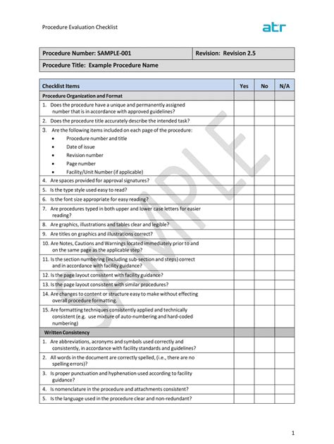 Fillable Online Procedure Evaluation Checklist Fax Email Print Pdffiller