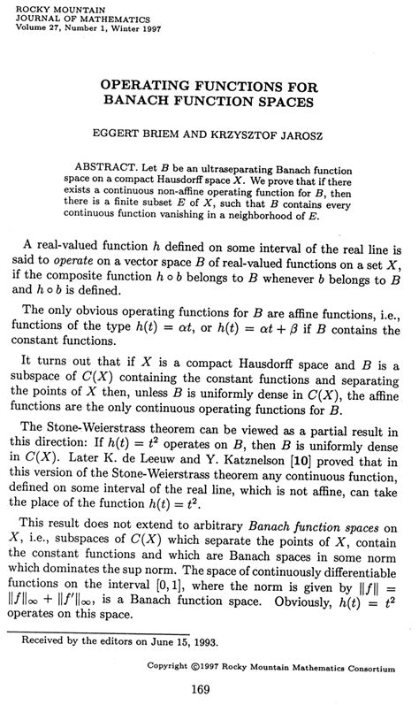 Pdf Operating Functions For Banach Function Spaces