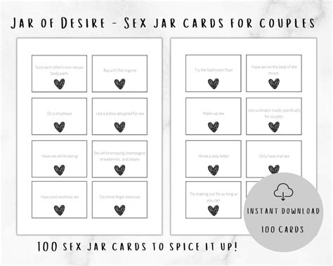 Jar Of Desire Sex Jar Cards For Couples Intimacy Game Printable Sex Jar Idea Cards To