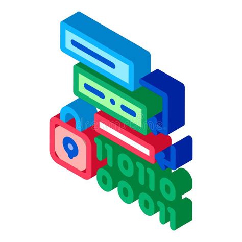 Binary Protection Algorithm Isometric Icon Vector Illustration Stock Vector Illustration Of