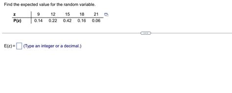Solved Find The Expected Value For The Random