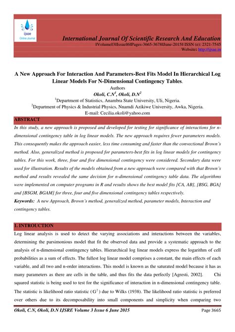 Pdf A New Approach For Interaction And Parameters Best Fits Model In